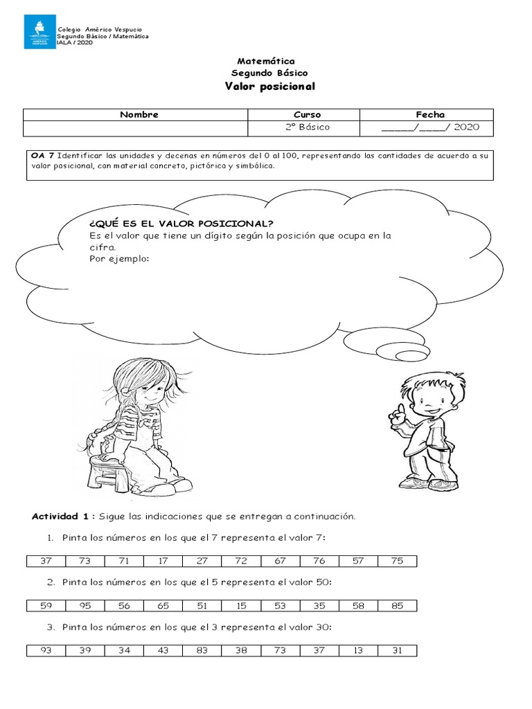 Actividades de Valor Posicional 2° Básico | PDF