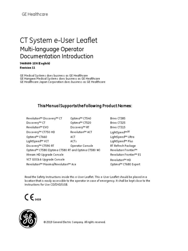 CT System E-User Leaflet: Multi-Language Operator Documentation ...