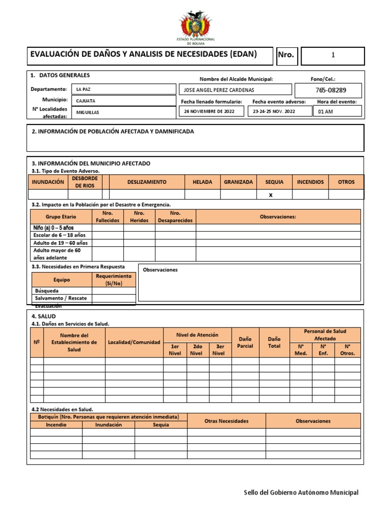 Formulario Edan | PDF