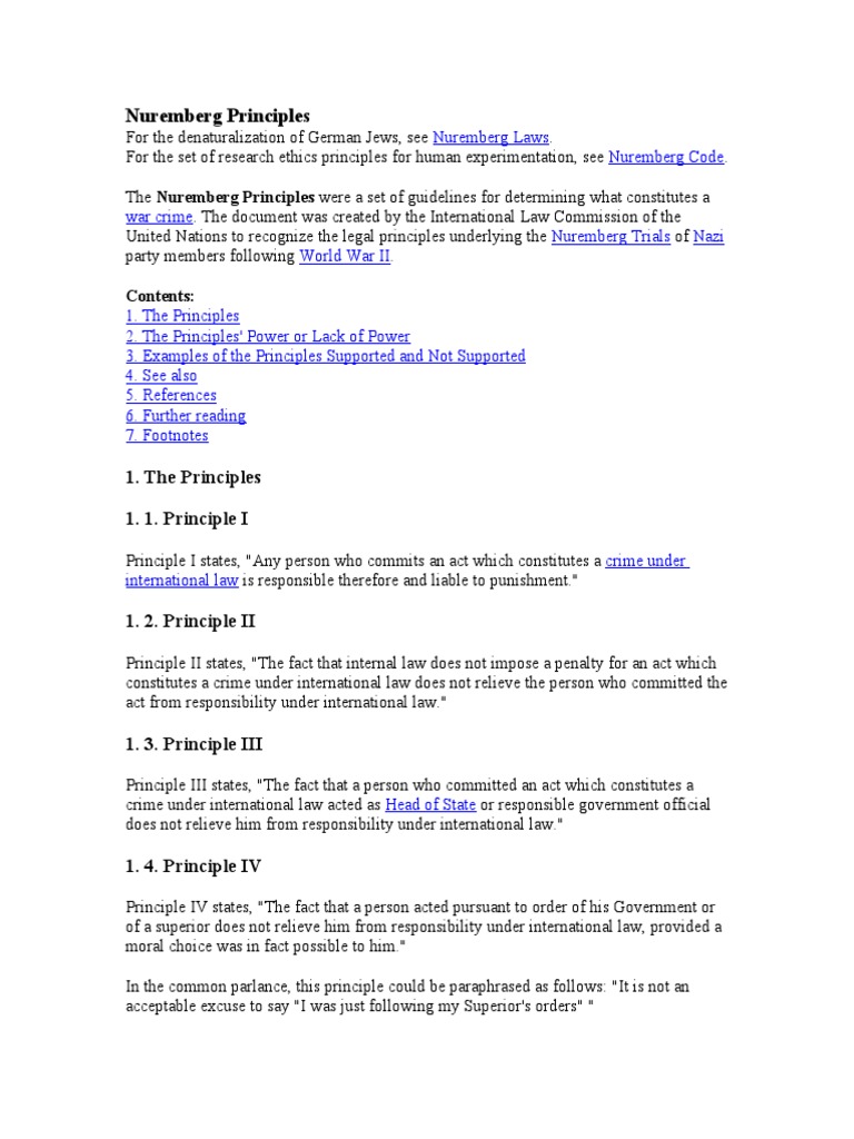 Nuremberg Principles Sept 2009 | PDF | Political Law | Government
