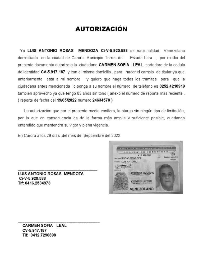 Autorizacion de Viaje | PDF | Venezuela | Gobierno y personalidad