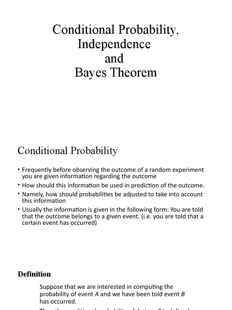 Conditional Probability and Bayes' Theorem | PDF | Probability ...