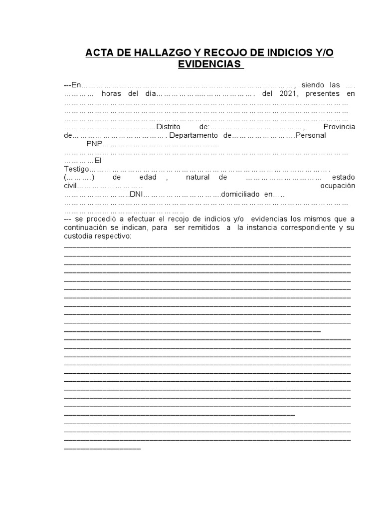 Acta de Recojo de Indicios | PDF | Justicia | Crimen y violencia