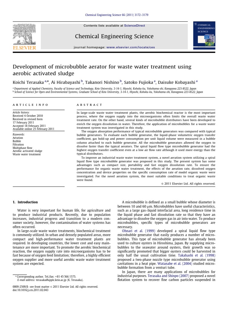 Microbubble Aerator for Waste Water Treatment | PDF | Sewage Treatment ...