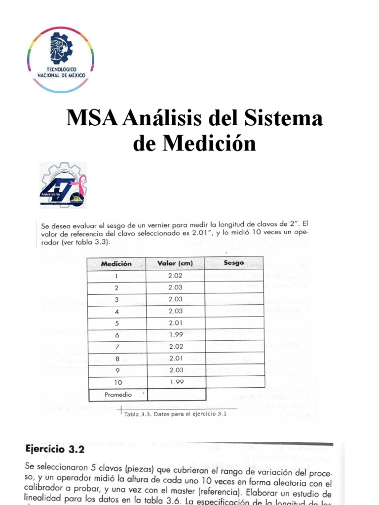 Linealidad y Sesgo en Medición MSA | PDF | Análisis de los datos ...