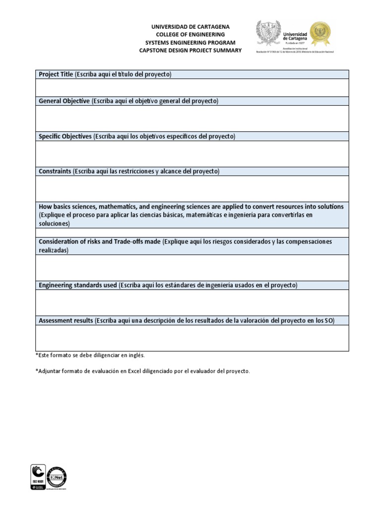 Anexo 1 - Capstone Project Summary Template | PDF