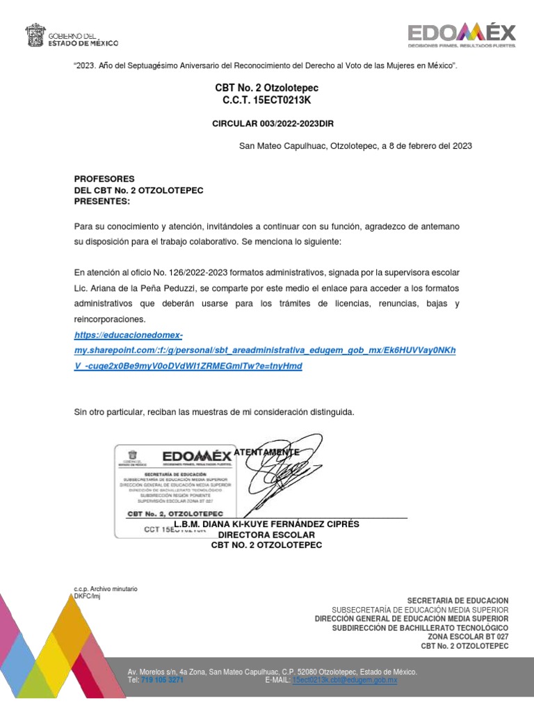 Circular Formatos Administrativos PDF | PDF