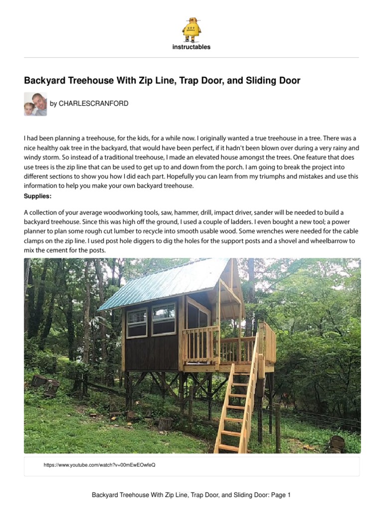 Build a Backyard Treehouse with Zip Line, Trap Door and Sliding Door ...