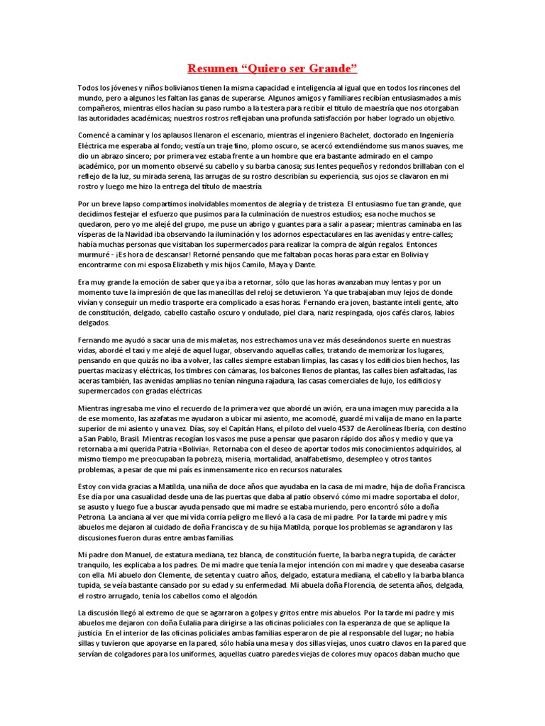 Resumen "Quiero Ser Grande" | PDF