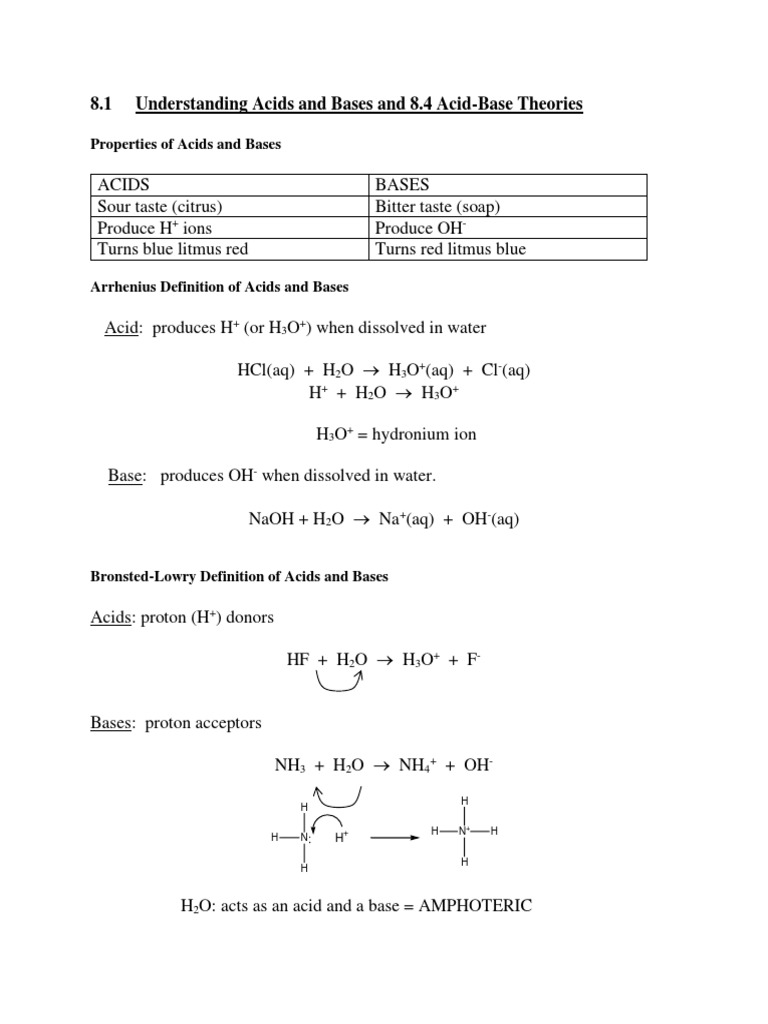 1 - Introduction To Acid-Base PDF | PDF | Acid | Chemistry