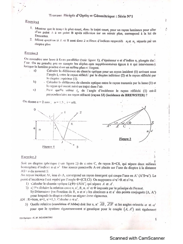Fiche de TD Optique PDF | PDF