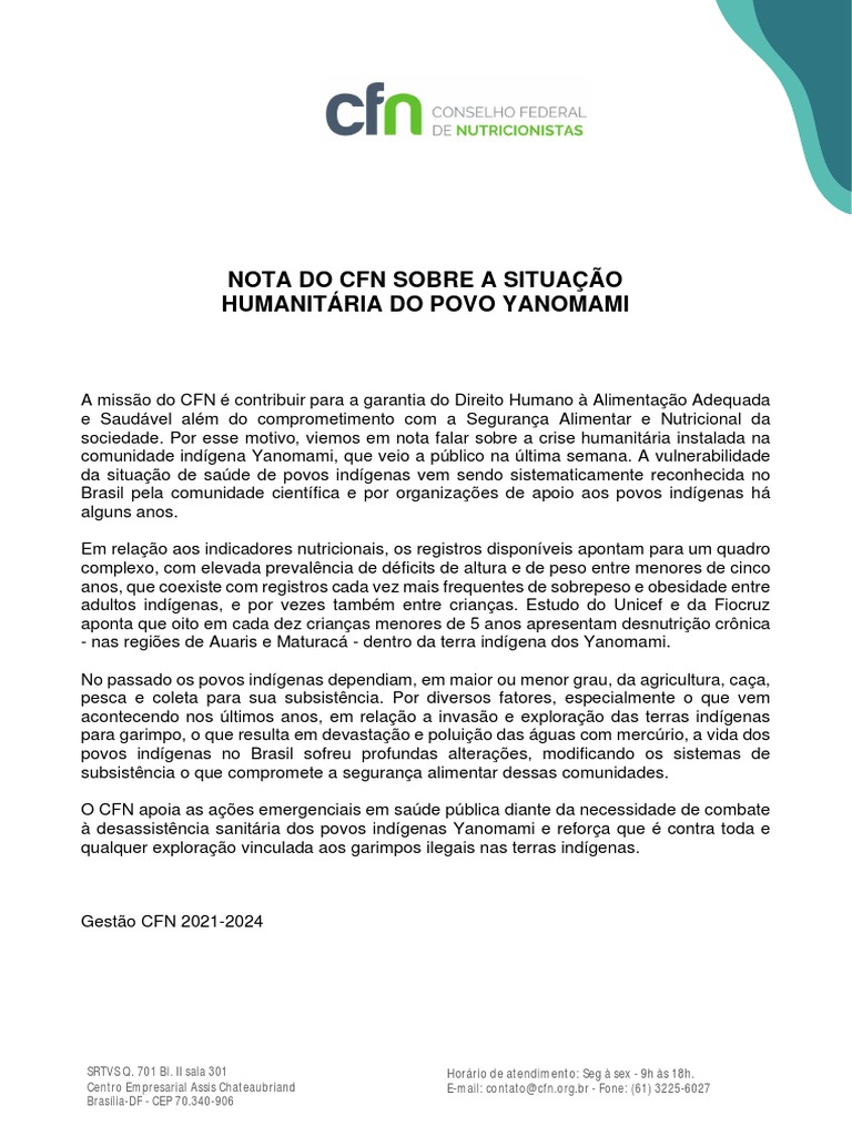 Nota CFN Yanomami | PDF
