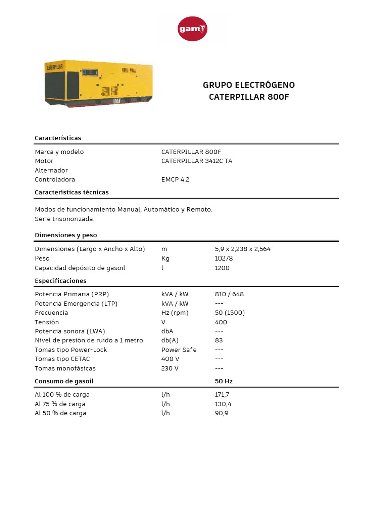 CATERPILLAR 800F Ficha Comercial | PDF