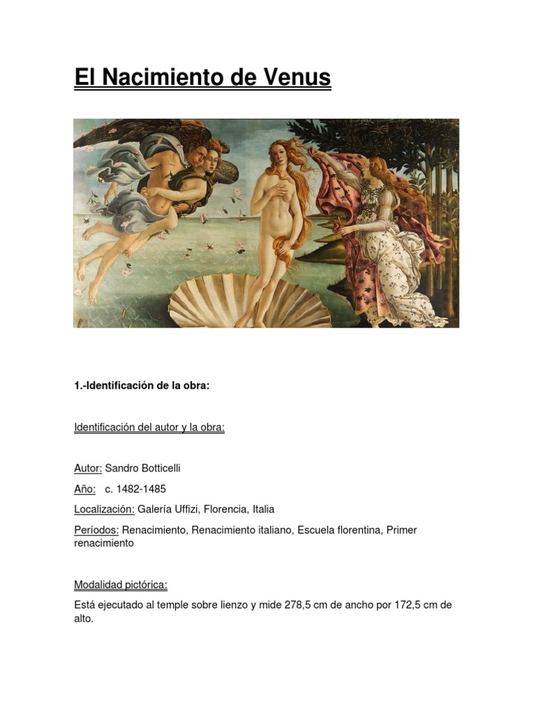 El Nacimiento de Venus | PDF | Pinturas | Artes plásticas