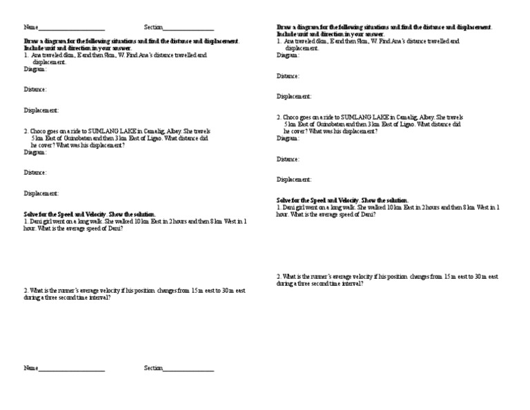 Draw A Diagram For The Following Situations and Find The Distance and ...
