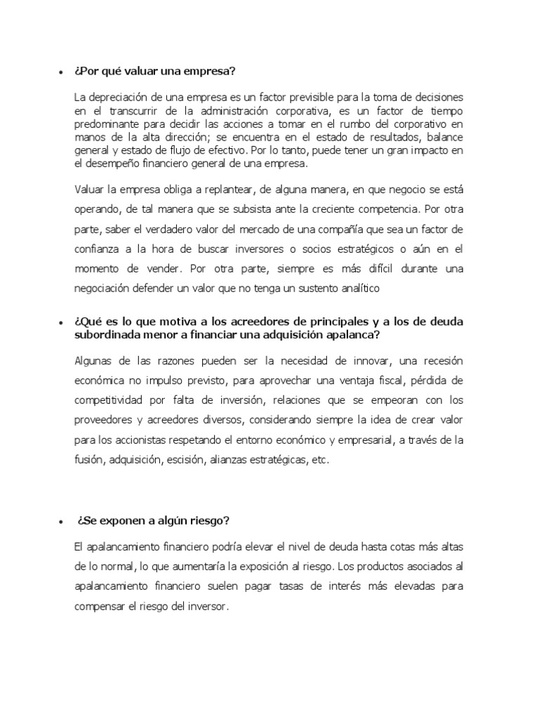Importancia de Valuar una Empresa | PDF