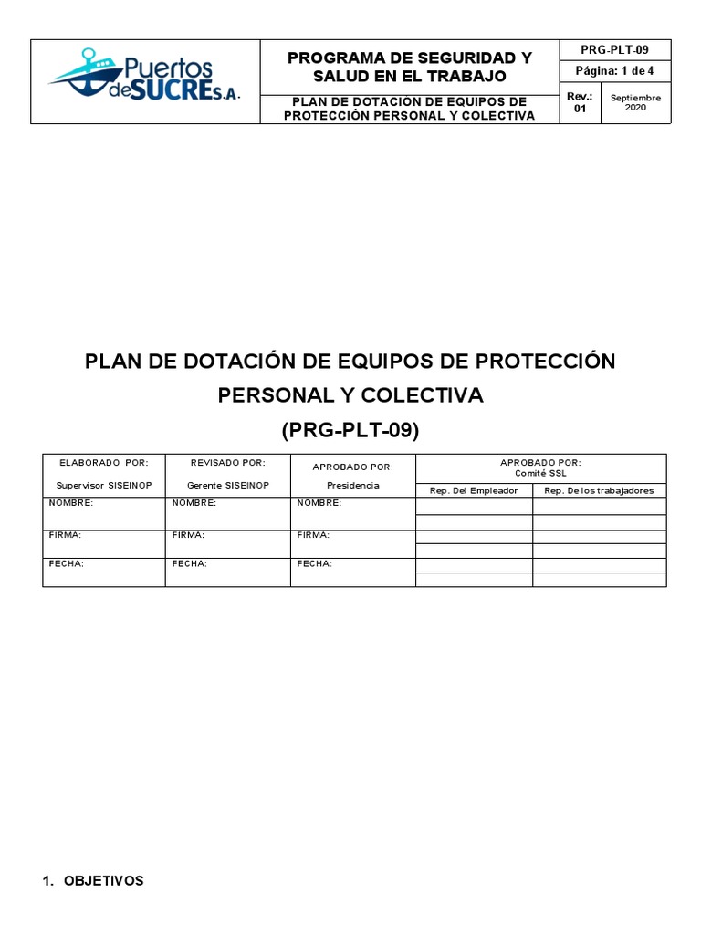 PLT-09 Dotacion de Epp | Descargar gratis PDF | Seguridad y salud ocupacional