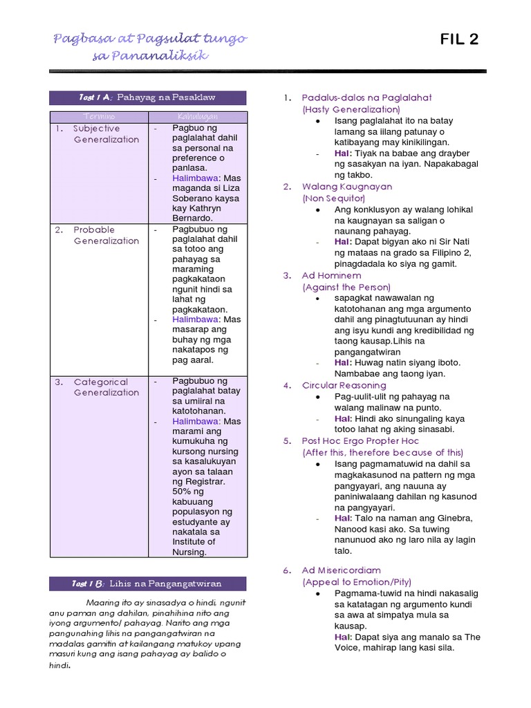 Fil 2 Midterm Reviewer | PDF