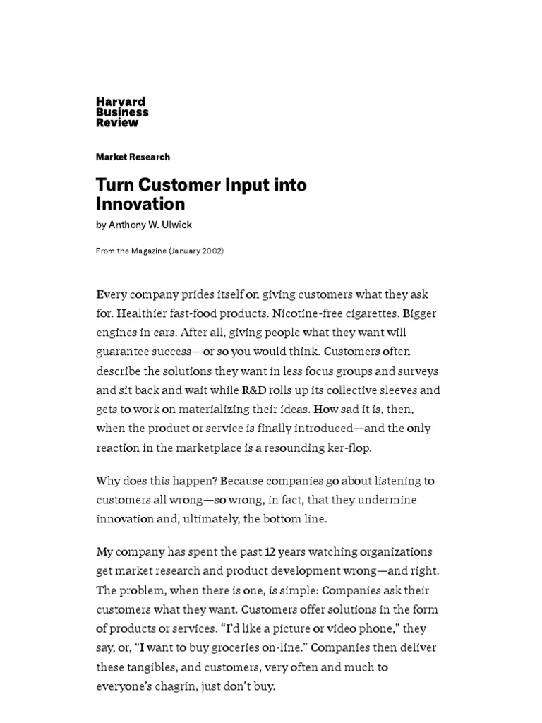 Transforming Customer Input into Innovation | PDF | Methodology