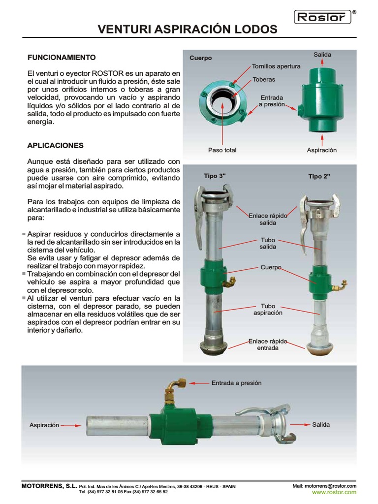 Venturi Aspiracion Lodos | PDF | Ingeniería mecánica | Ciencias fisicas