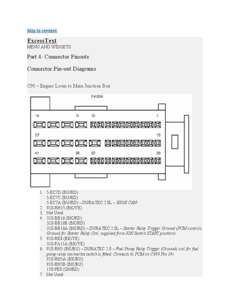 Ford c90 Pinouts | Download Free PDF | Throttle | Relay