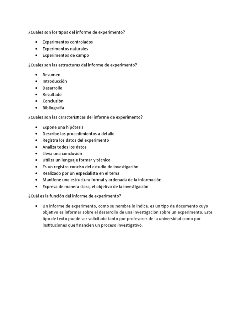 Guía de Informes de Experimentos | PDF