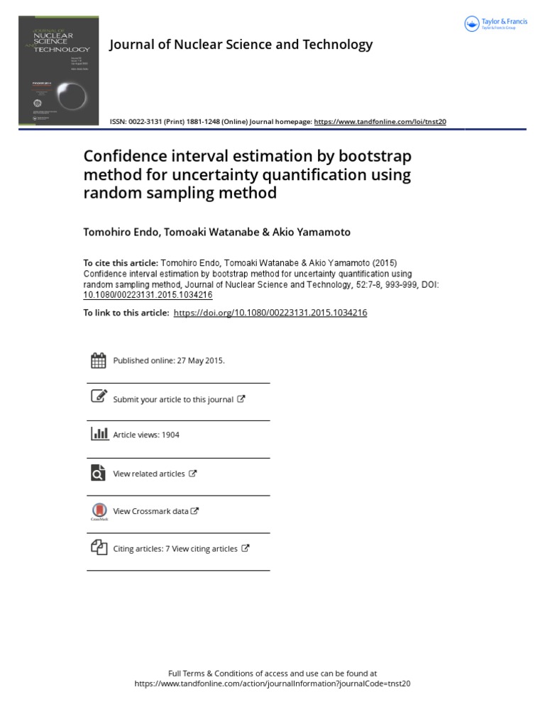 Confidence Interval Estimation by Bootstrap Method For Uncertainty Quantification Using Random ...