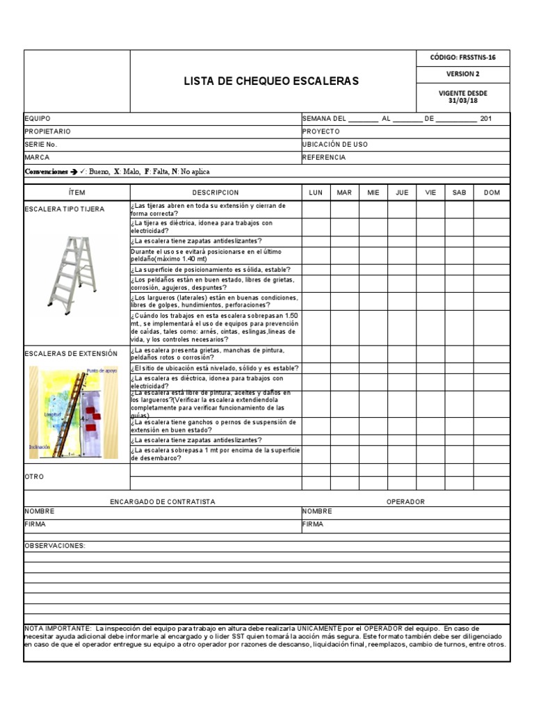 FRSSTNS-16 Check List Escalera | PDF