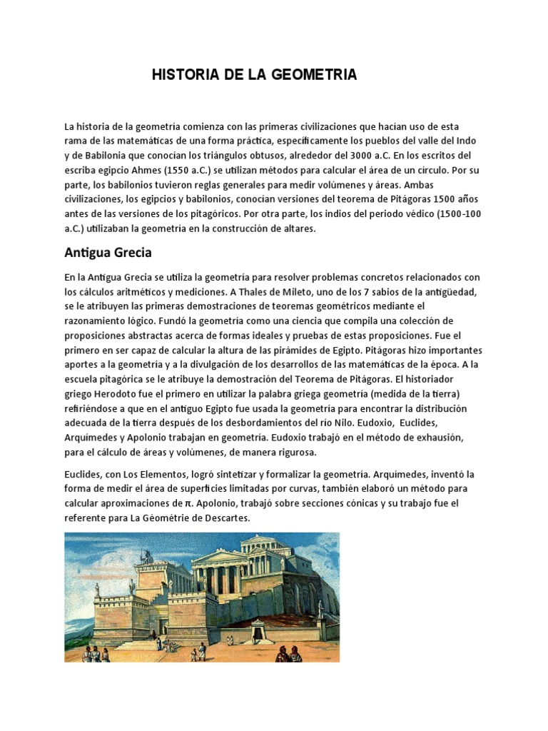 Historia de la Geometría: Orígenes y Avances | PDF | Pitágoras | Geometría