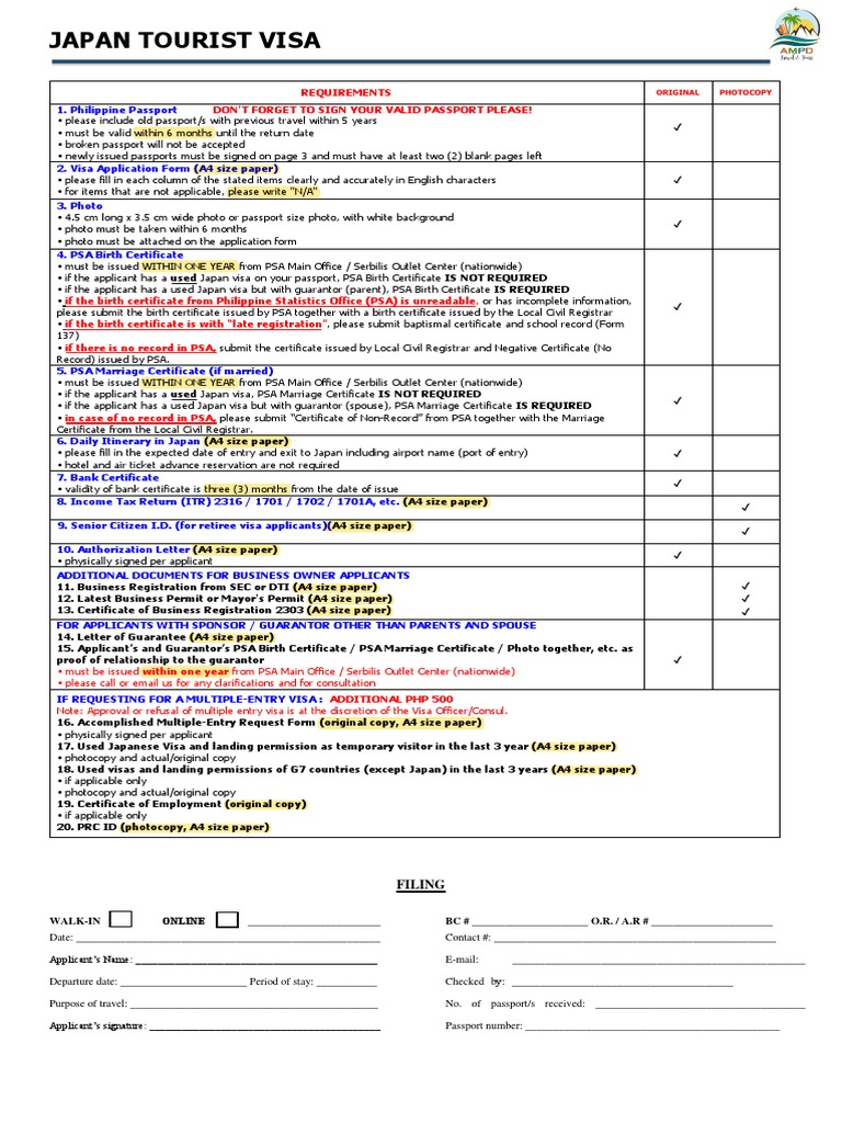 REQUIREMENTS JAPAN-VISA A4-Size | PDF | Travel Visa | Birth Certificate