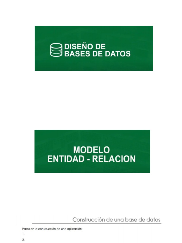 Bases de Datos Modelo, Entidad, Relacion | PDF