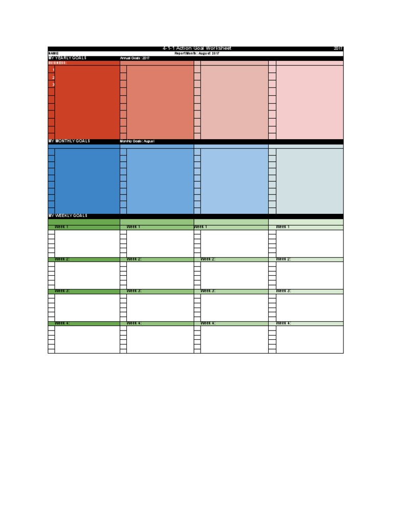 2017 Action Goal Worksheet Template | PDF