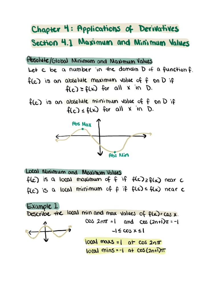 Calculus Section 4 Download Free Pdf Maxima And Minima