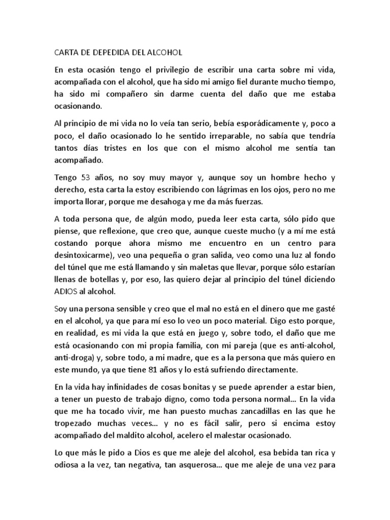 Carta de Depedida Del Alcohol | PDF