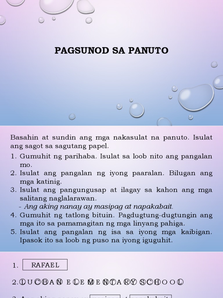 Q2 - W5 - G4 Pagsunod Sa Panuto | PDF