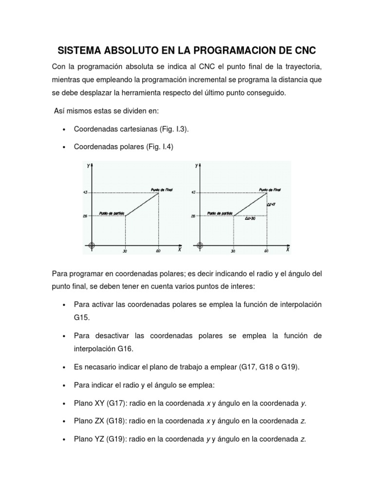 SISTEMA ABSOLUTO EN LA PROGRAMACION DE CNC | PDF