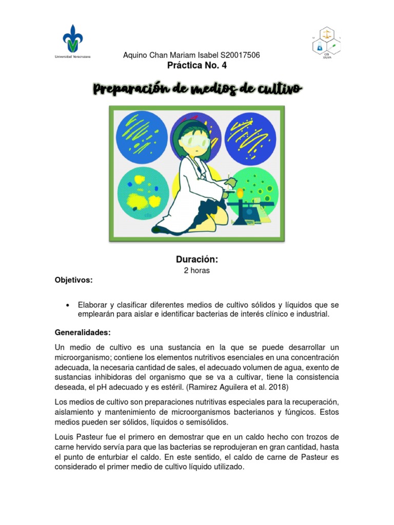 Práctica No4 - MIAC | PDF | Cultivo de células | Las bacterias