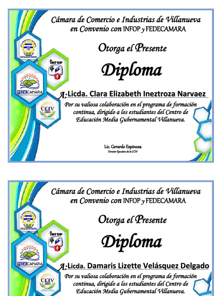Diploma de Capacitación INFOP Villanueva | PDF