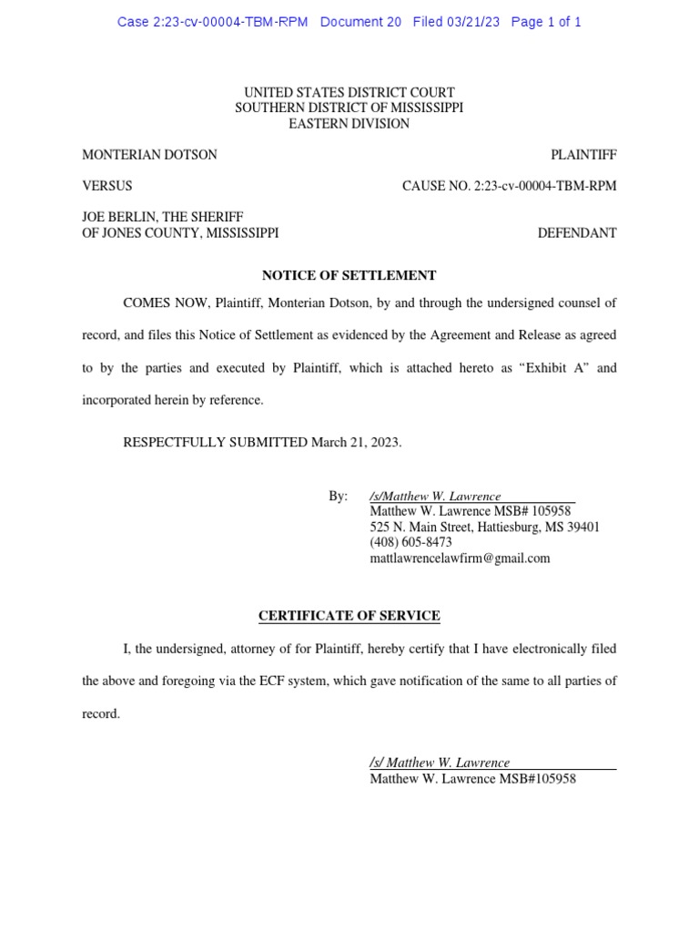Dotson v. Berlin Settlement | PDF