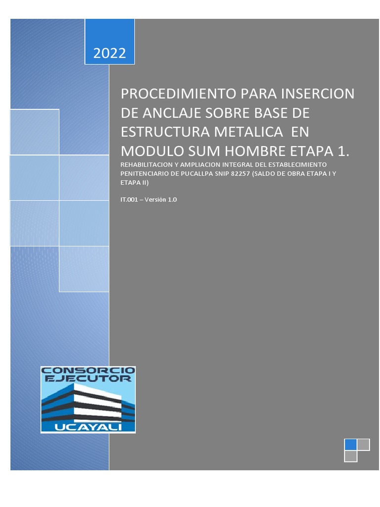 Procedimiento para anclaje de planchas metálicas en módulo SUM HOMBRES ...