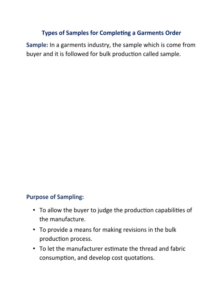 Types of Samples For Completing A Garments Order | PDF | Clothing ...
