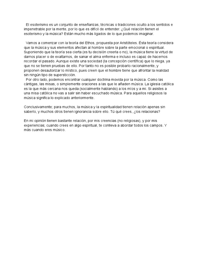 Texto sobre la música. | PDF