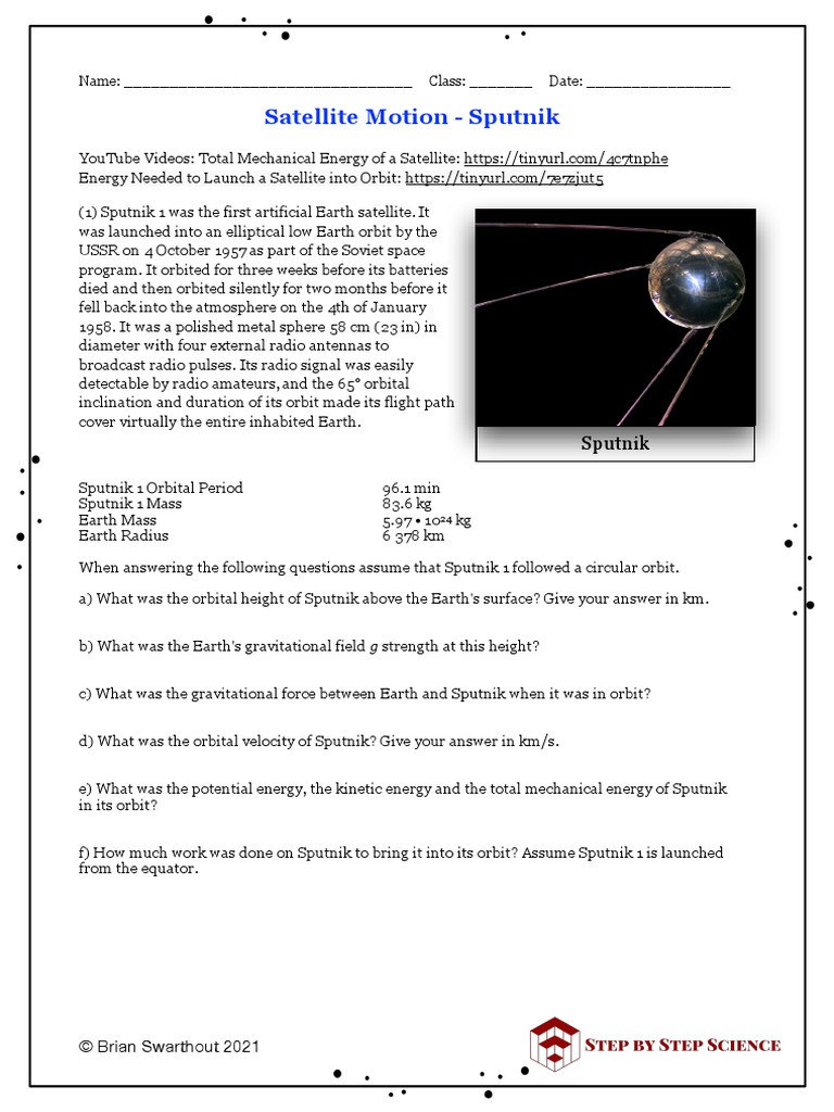 Satellite Motion 8 Sputnik PDF | PDF | Sputnik 1 | Orbit