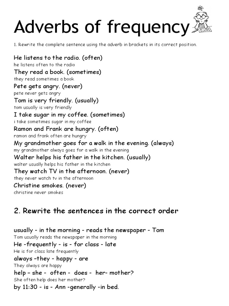 Adverb of Frequency Worksheet | PDF