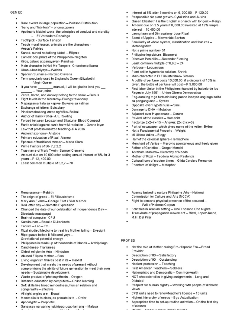 GEN. ED. LET Reviewer | PDF | Learning | Educational Technology