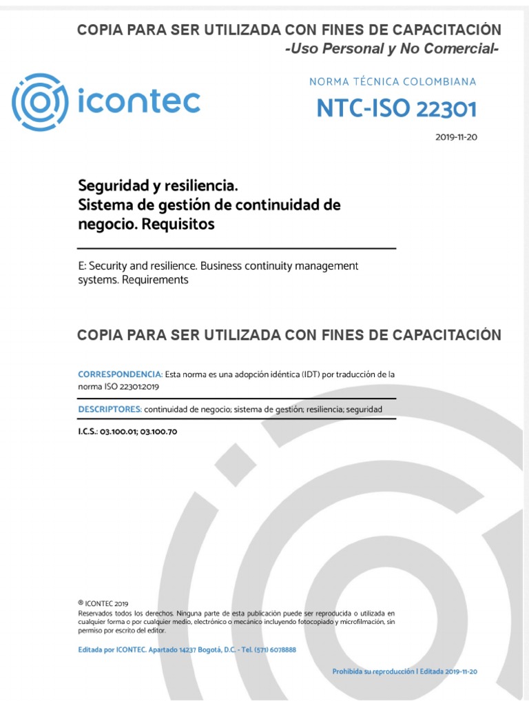 Ntc-Iso 22301-2019 PDF | PDF