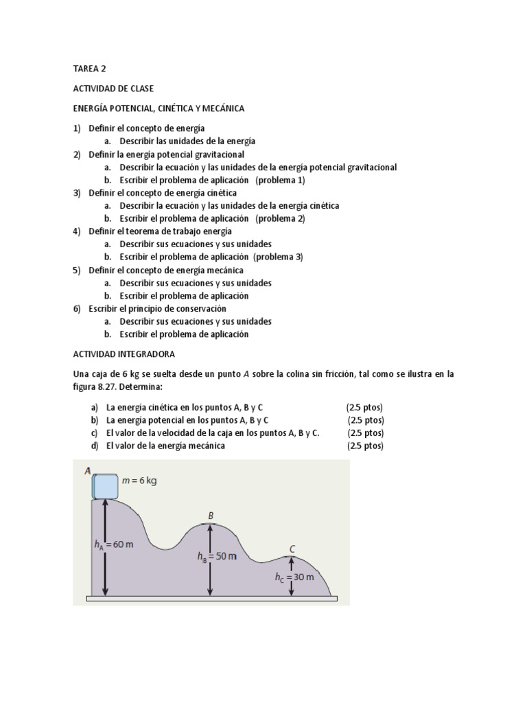 Tarea 2 Energia Potencial, Cinetica y Mecanica - 035328 PDF | PDF