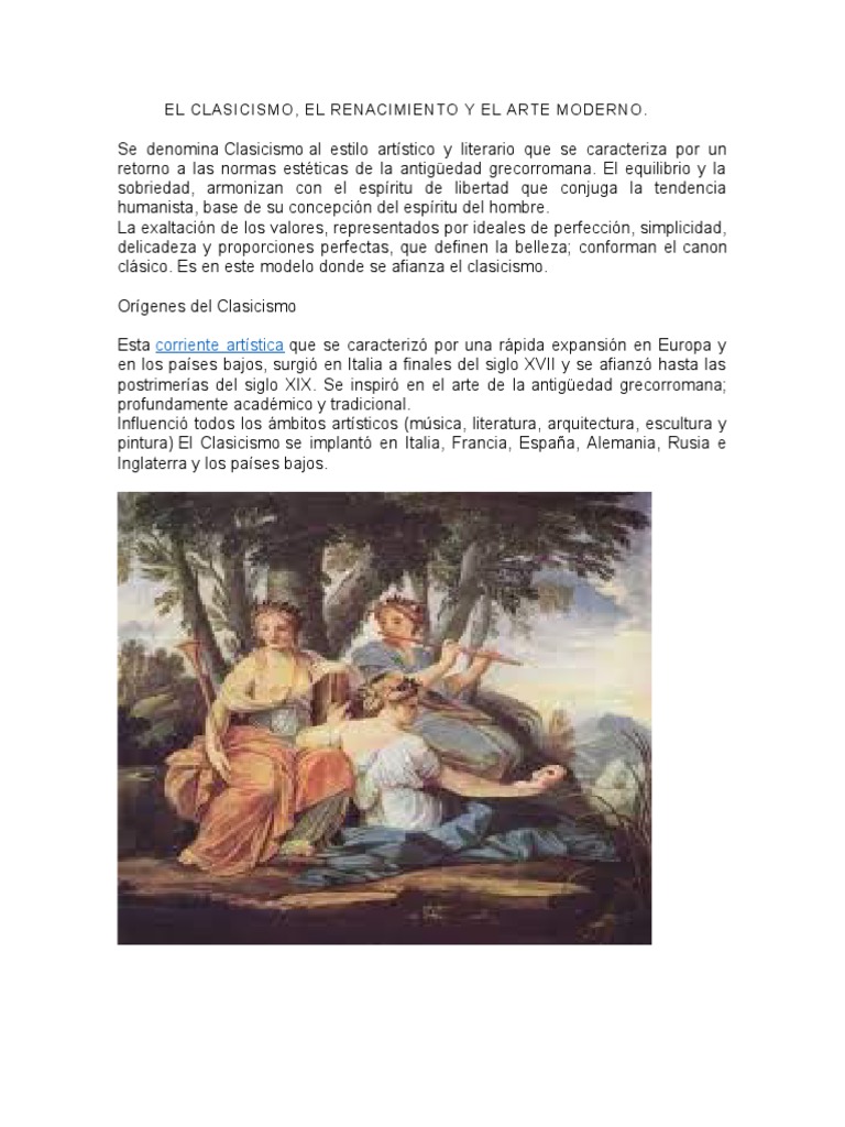 Clasicismo: Arte y Estética Grecolatina | PDF | Clasicismo | Renacimiento