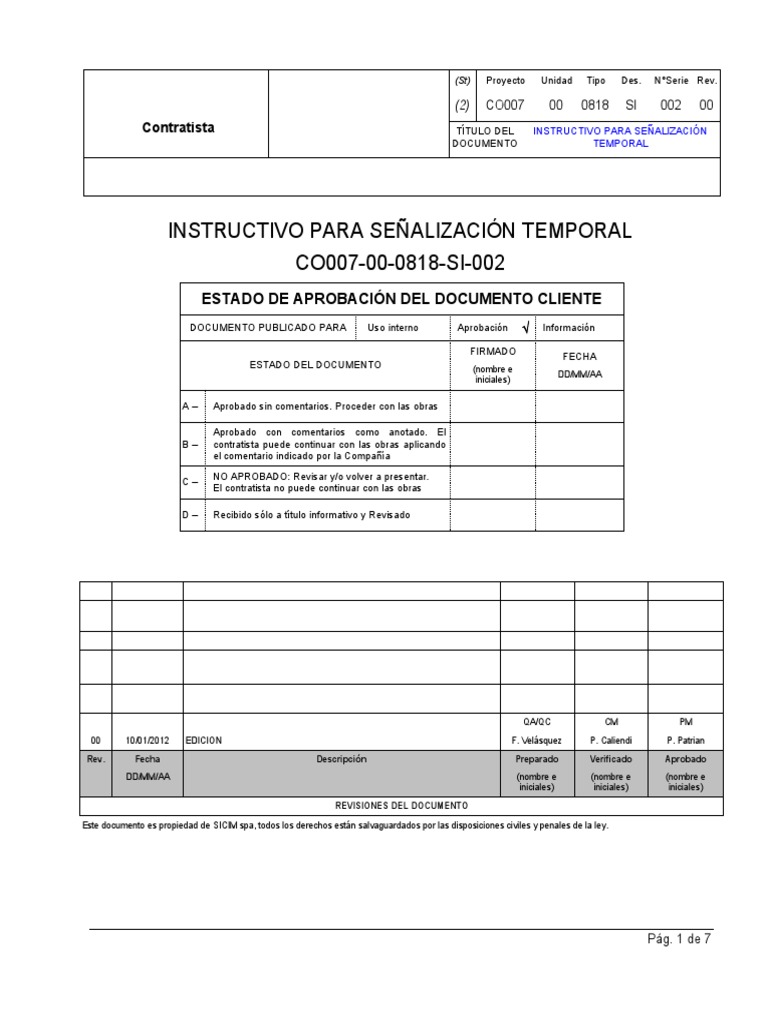 Instructivo para la implementación de señalización temporal durante el proyecto de construcción ...