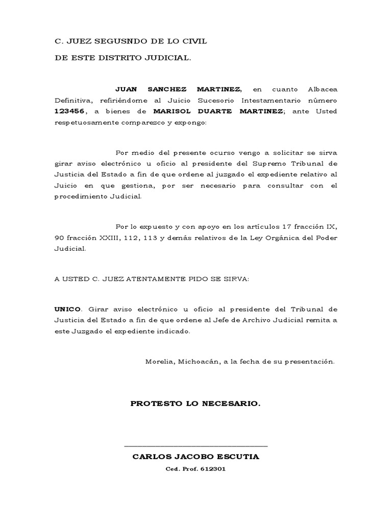 Solicitud de Devolución de Expedeinte Del Archivo Judicial | PDF